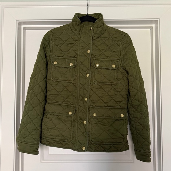 J. Crew | Jackets & Coats | J Crew Green Quilted Jacket | Poshmark